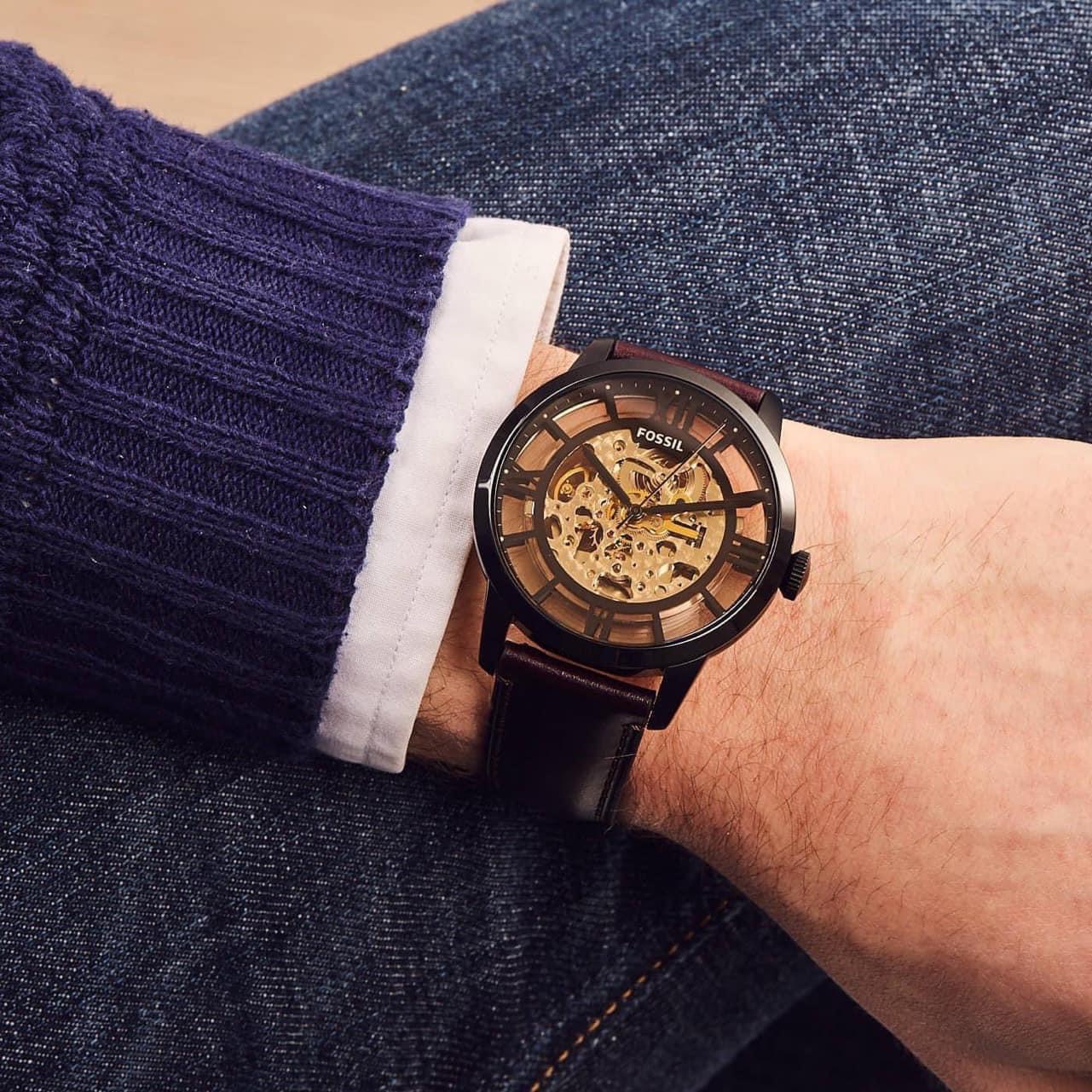 Đồng Hồ Nam Fossil Townsman Automatic Dark Brown Leather Watch ME3098 ...