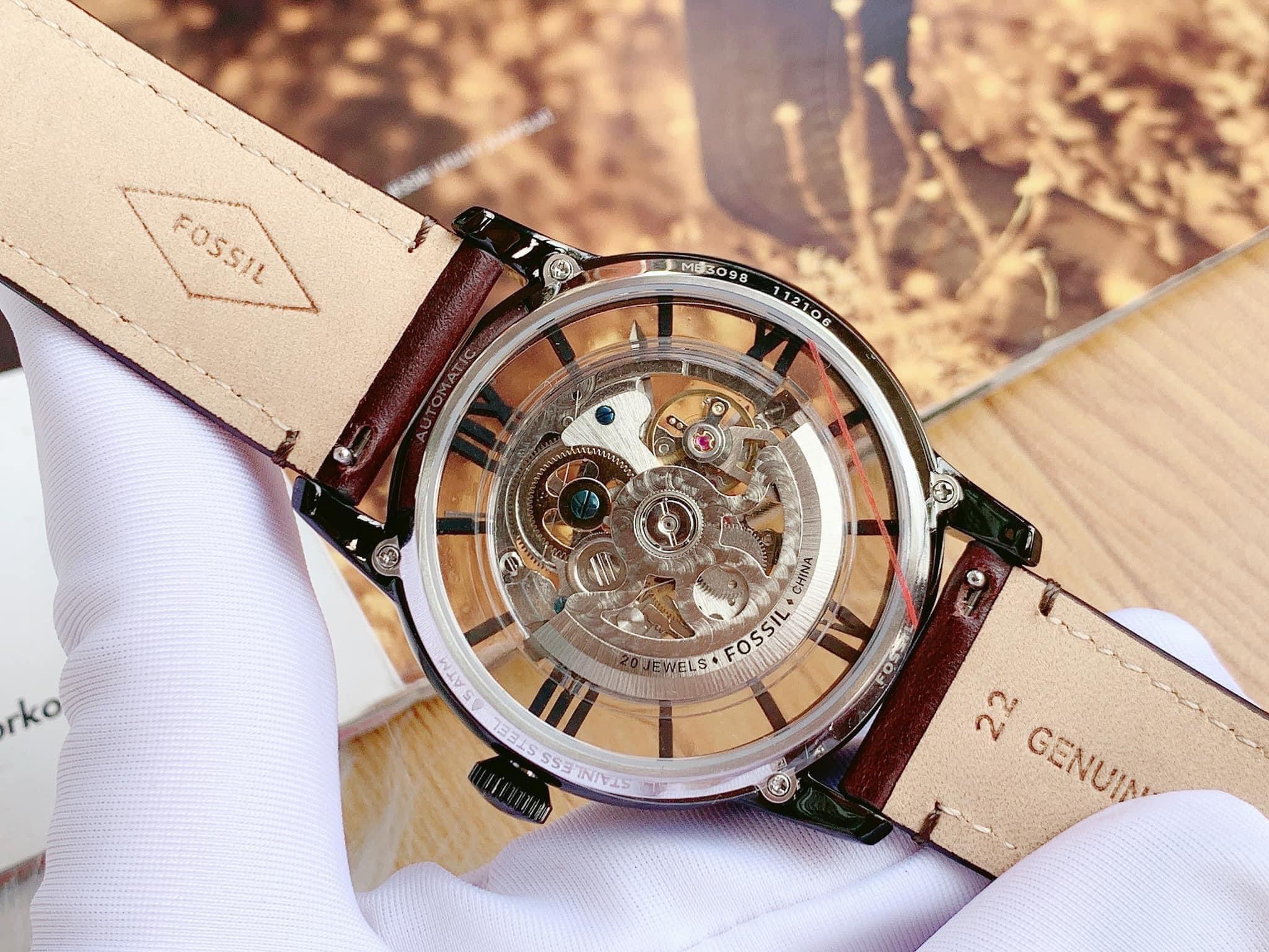 Đồng Hồ Nam Fossil Townsman Automatic Dark Brown Leather Watch ME3098 ...